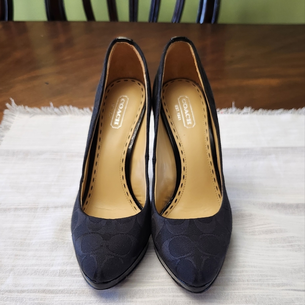 Coach Caya Rare Logo Signature Canvas Platform Pumps … - Gem